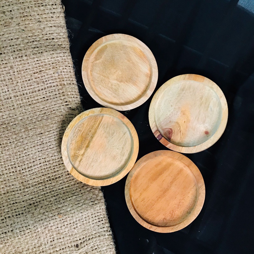 Jual Coaster kayu/tatakan gelas/tatakan gelas kayu uk 9 cm/alas gelas ...
