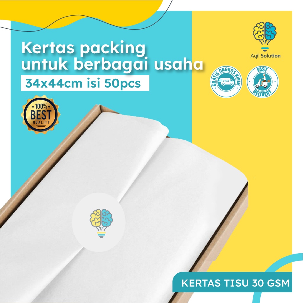 Jual (34x44 =50pcs) kertas packing tebal premium(30gsm)/ Doorslag glosy ...