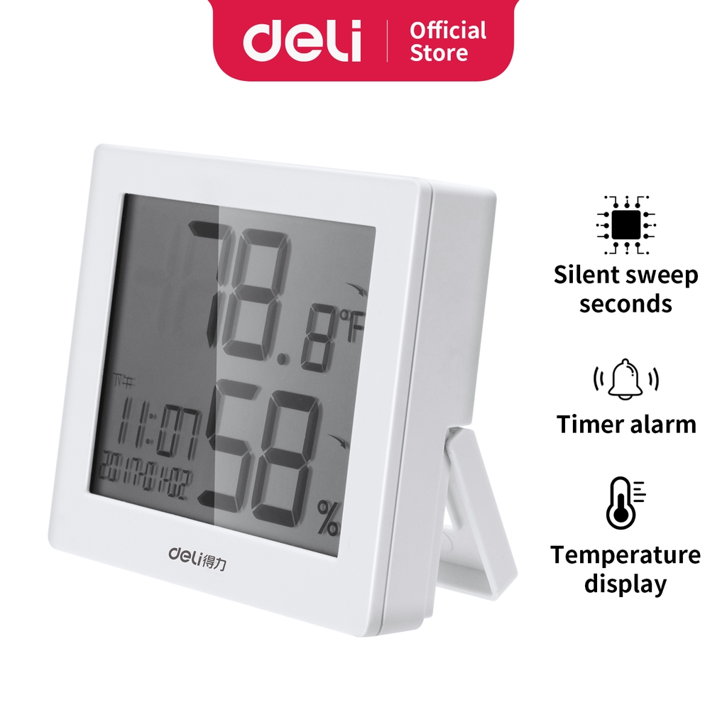 Jual Deli Thermometer Elektrik dengan Jam Digital dan Hygrometer ...