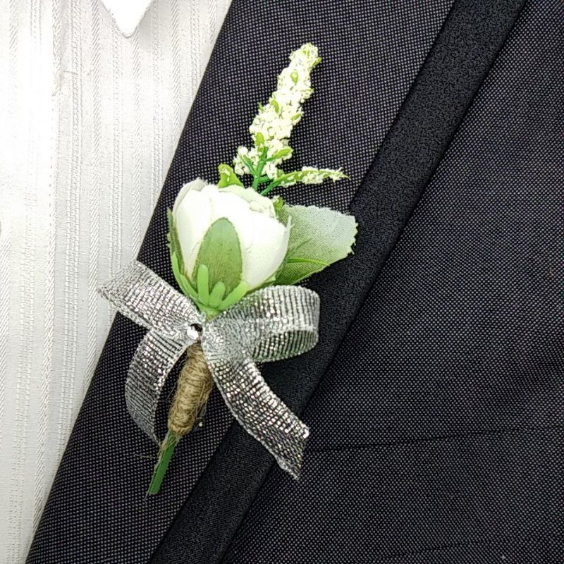 Jual Korsase bunga putih perak silver jas korsase tanda panitia korsase ...