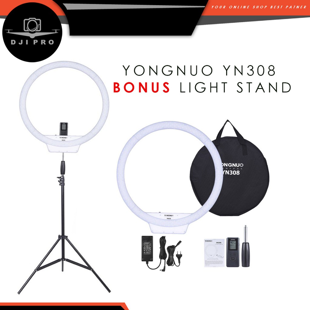 Jual Ring Light Ringlight Ringlite Yongnuo YN308 Bonus Light Stand | Shopee Indonesia