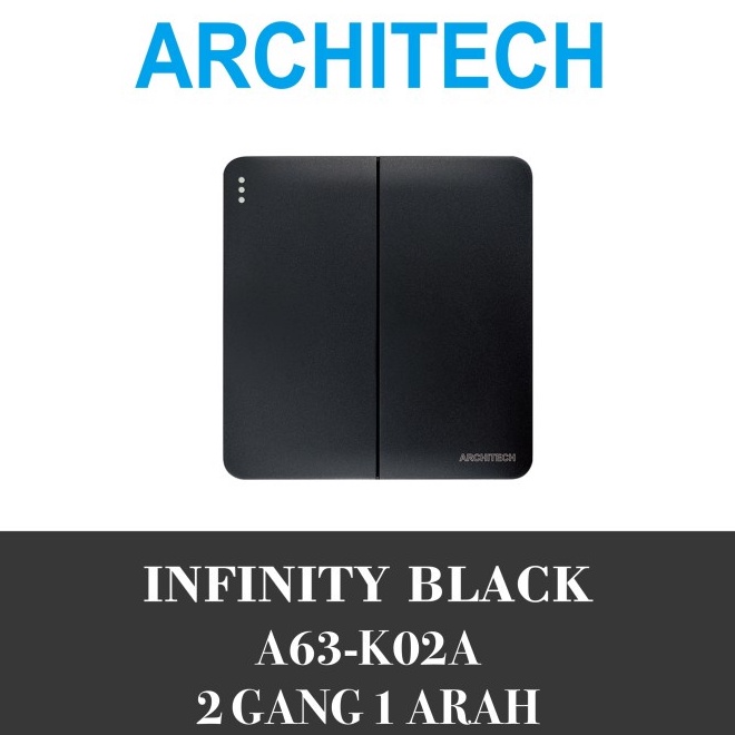 Jual ARCHITECH INFINITY BLACK A63-K02A Sakelar/CETEKAN Lampu 2 Gang 1 ...