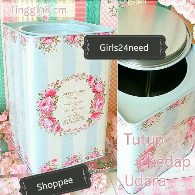 Jual Kaleng baby blue pastel / kaleng dengan tutup kedap udara / tempat ...