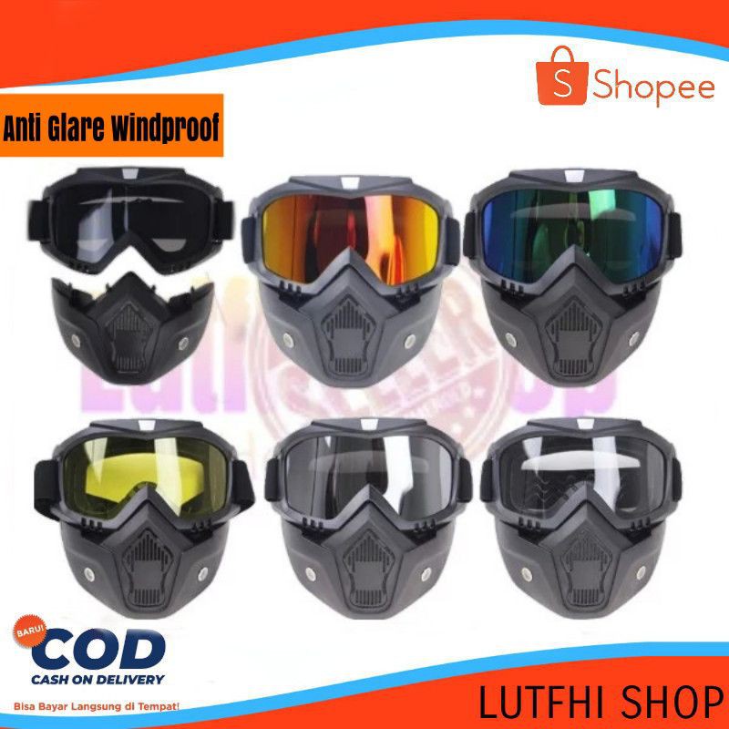 Jual kacamata Helm Google mask motocros Bollfo Retro Anti Glare ...