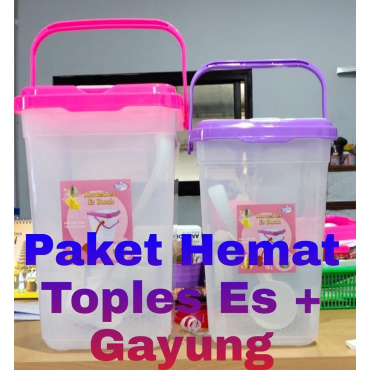 Jual Container Es Buah/Toples + Gayung Es Volume 15 Liter | Shopee ...