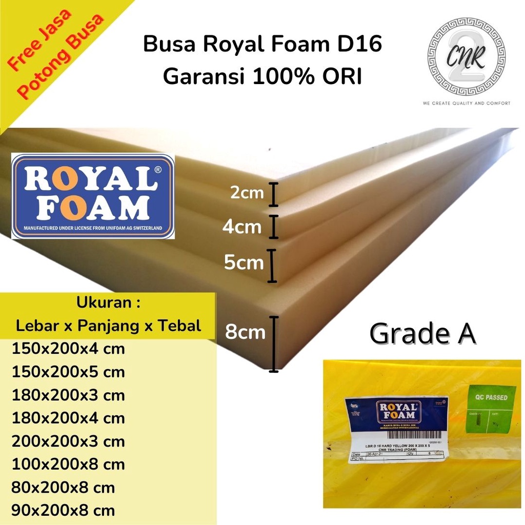 Jual Busa lembaran busa royal foam density 16, busa yellow/green tebal ...