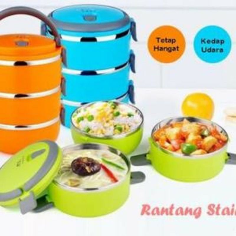 Jual Rantang Tetap Hangat Lunch Box Makan Bekal 3 Susun Stainless ...