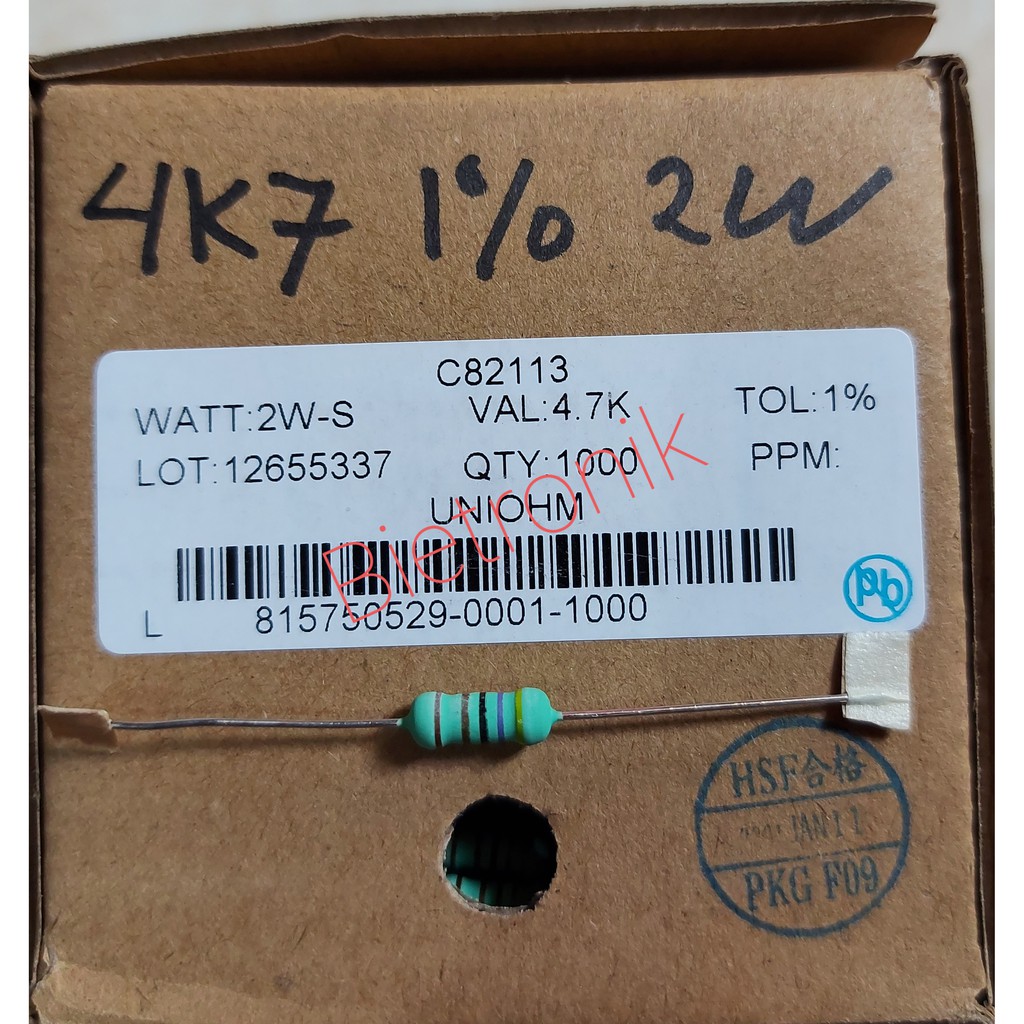 Jual Resistor 4K7 4.7K Ohm 2W 1% Metal Film | Shopee Indonesia