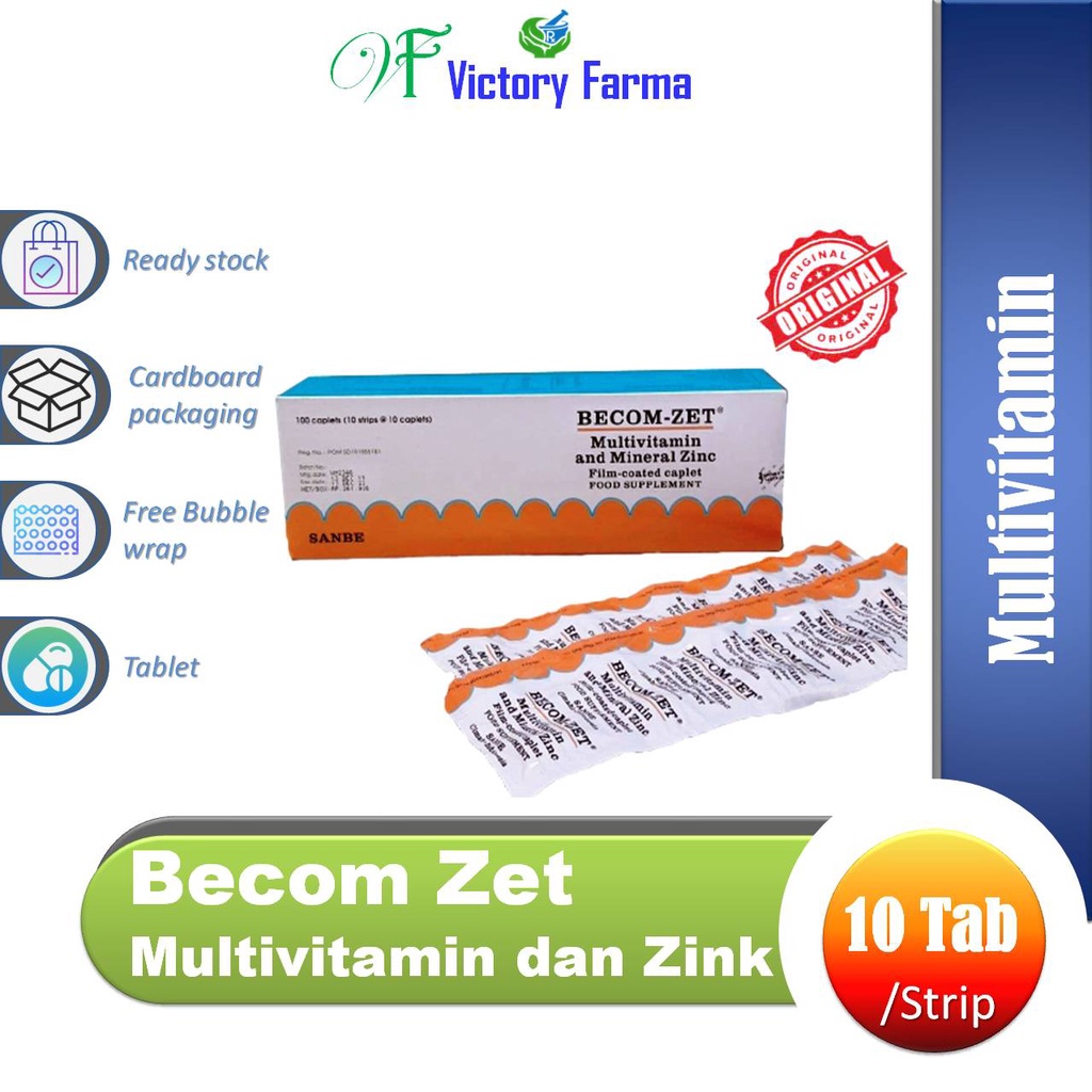 Jual Becom Z Strip 10 Kaplet / Multivitamin dan Zink | Shopee Indonesia