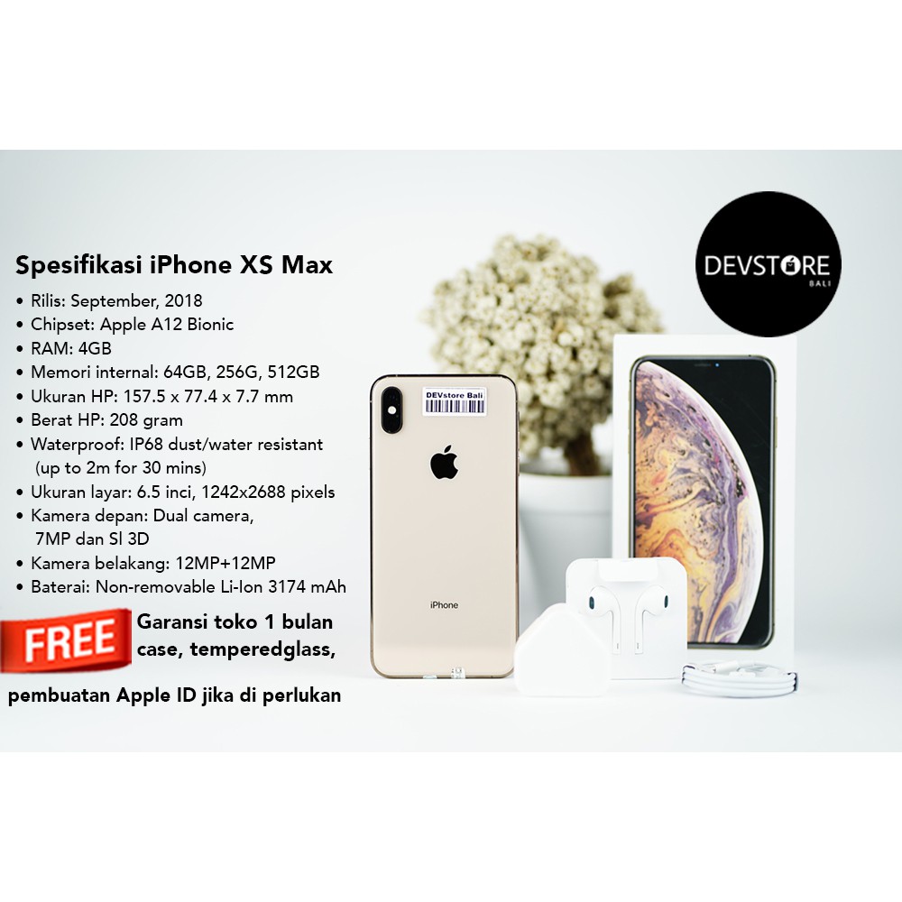Jual IPHONE XS MAX 64GB /256GB /512GB EX IBOX / BC /ALL OPERATOR ...