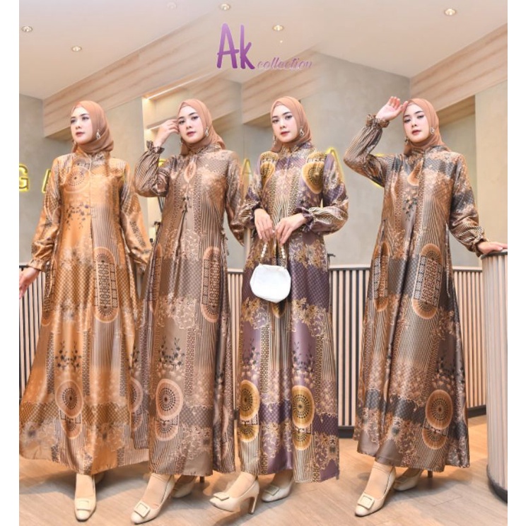 Jual Gamis Silk Premium Motif Terbaru Ready Jumbo / Gamis pesta / Gamis ...