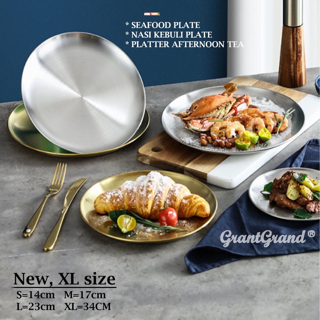 Jual Round Bulat Gold Emas Perak Silver Aesthetic Tray Piring Nampan ...