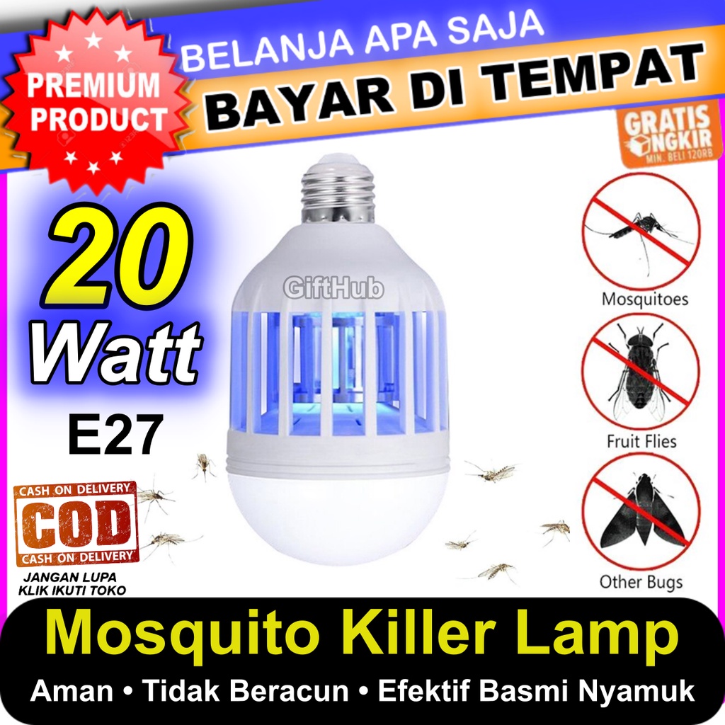 Jual Lampu UV Pembunuh Nyamuk dan Serangga + Bola Bulb LED 20 Watt ...