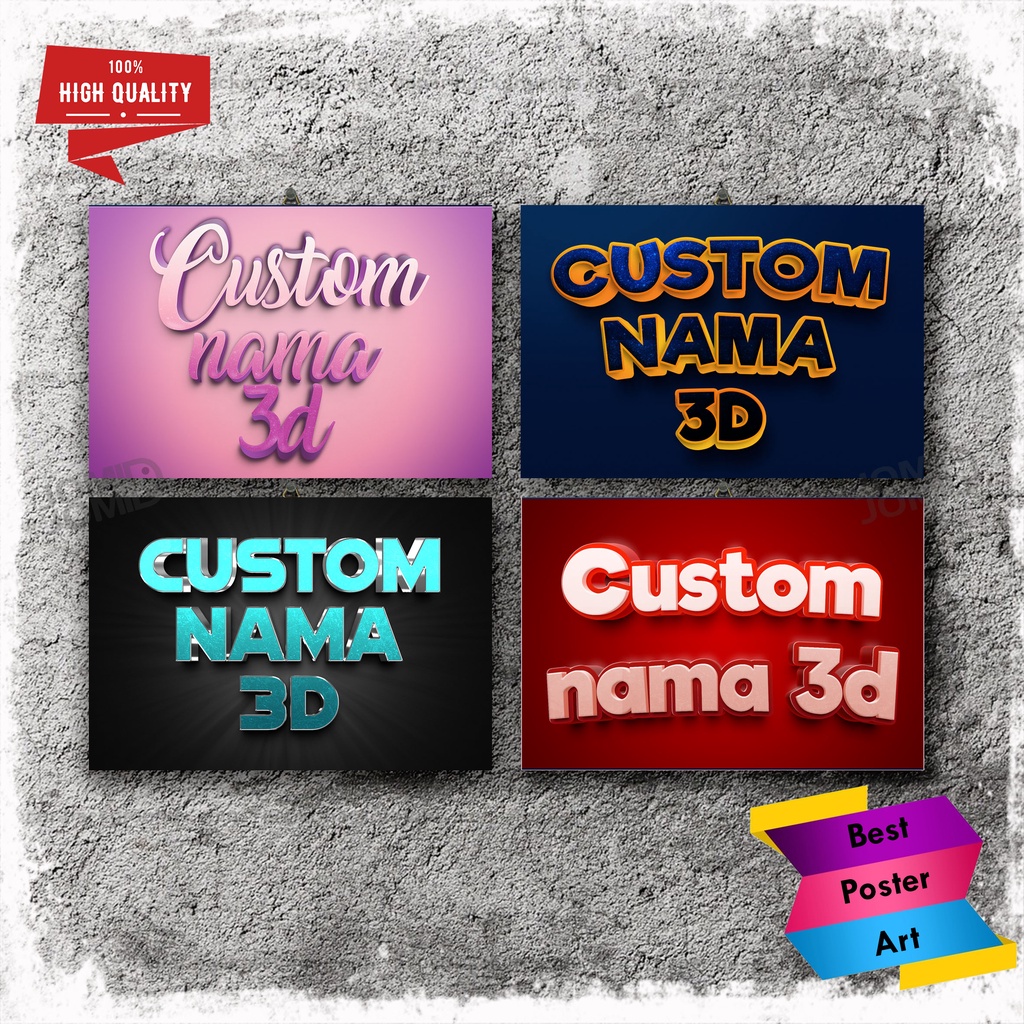 Jual Poster Custom Nama 3D Kayu Hiasan Dinding Kamar Poster Aesthetic ...