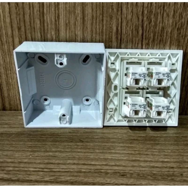 Jual Face plate rj45 Modular Cat6 4 hold Include Modular + box outbou ...