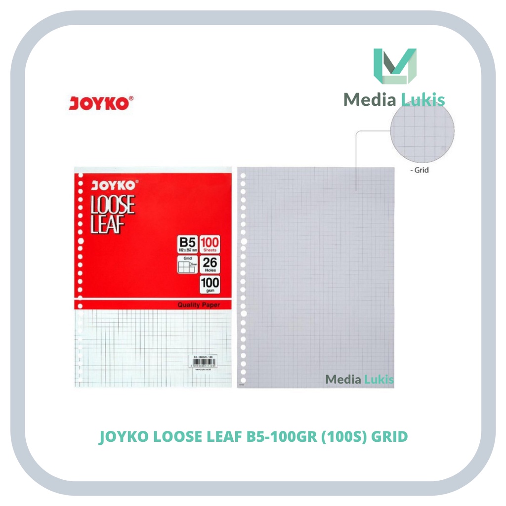 Jual Joyko Loose Leaf Grid B5 100 lembar / isi binder kotak kotak / refill binder kotak kotak b5 ...
