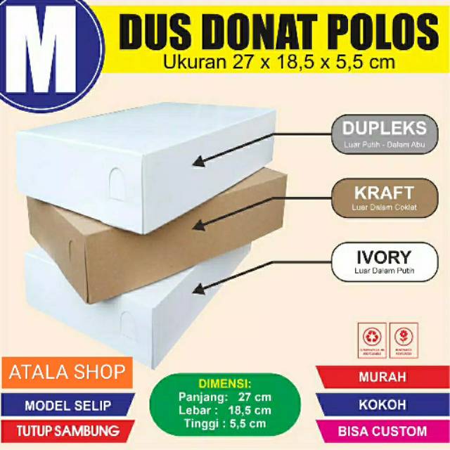 Jual Dus Packaging Donut Box Kotak Kemasan Donat Polos Foodgrade Eco ...