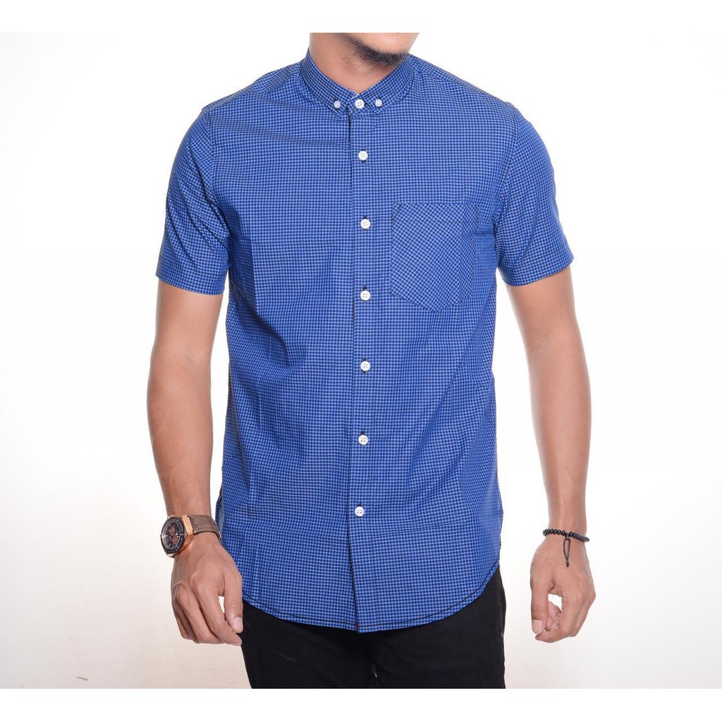 Jual Credo Promo Kemeja Pria Lengan Pendek Biru Motif Bunga Kemeja ...