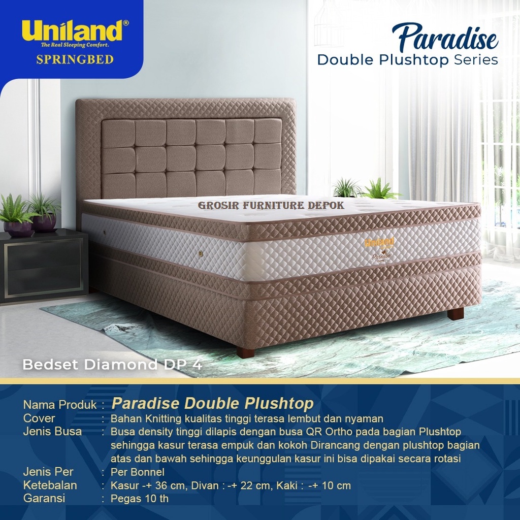 Jual Spring Bed Set Uniland New Paradise Series Double Plushtop Diamond ...