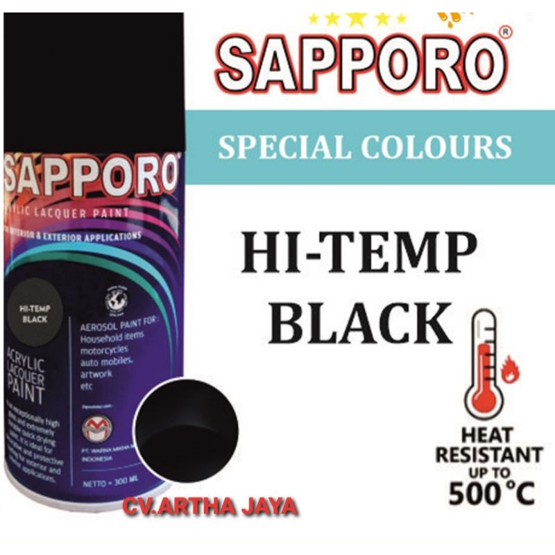 Jual CAT SEMPROT SAPPORO HI TEMP BLACK ( TAHAN PANAS ) 300ml | Shopee Indonesia