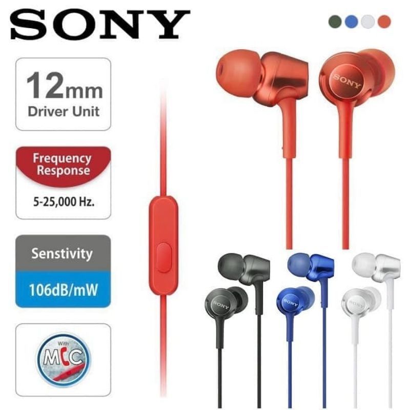 Jual Headset SONY MDR-EX255AP Bass In-Ear Earphone ORIGINAL | Shopee ...