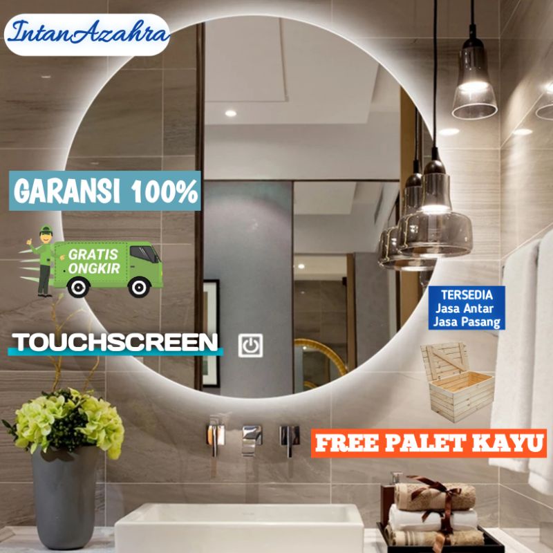 Jual Cermin Dinding Wastafel Aesthetic Bulat LED Strip Cermin Make Up ...