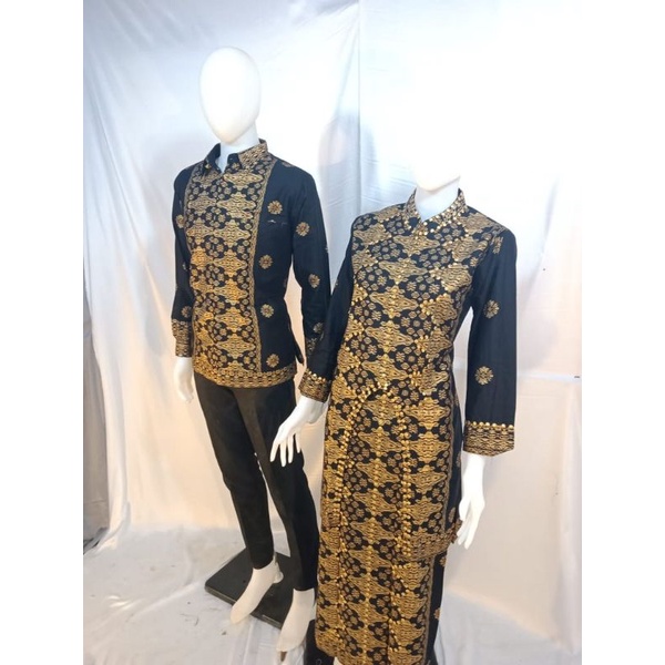 Jual baju songket hitam gold/baju couple/baju pasangan | Shopee Indonesia