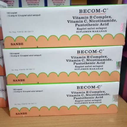 Jual BECOM C vitamin B complex dan vitamin c 1 box 100 tablet | Shopee ...