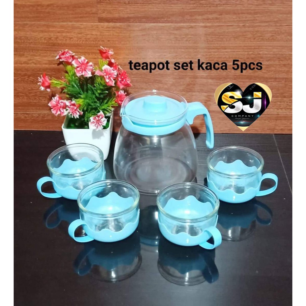Jual CANGKIR TEAPOT KACA SET WARNA POLOS (1 TEKO + 4 CANGKIR) | Shopee ...