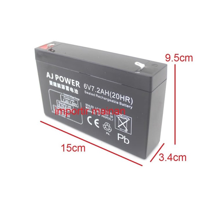 Jual aki kering 6V 7AH untuk mobil aki anak pliko PMB UPS lead acid ...