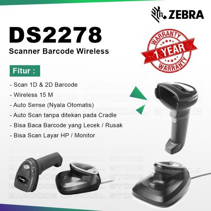 Jual ZEBRA BARCODE SCANNER WIRELESS DS2278 IMAGER DS-2278 2 DIMENSI ( 2D ) | Shopee Indonesia