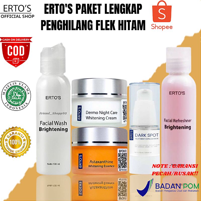 Jual ERTOS Paket Penghilang Flek Noda Hitam Membandel Di Wajah Lengkap BPOM - Facial Wash ...