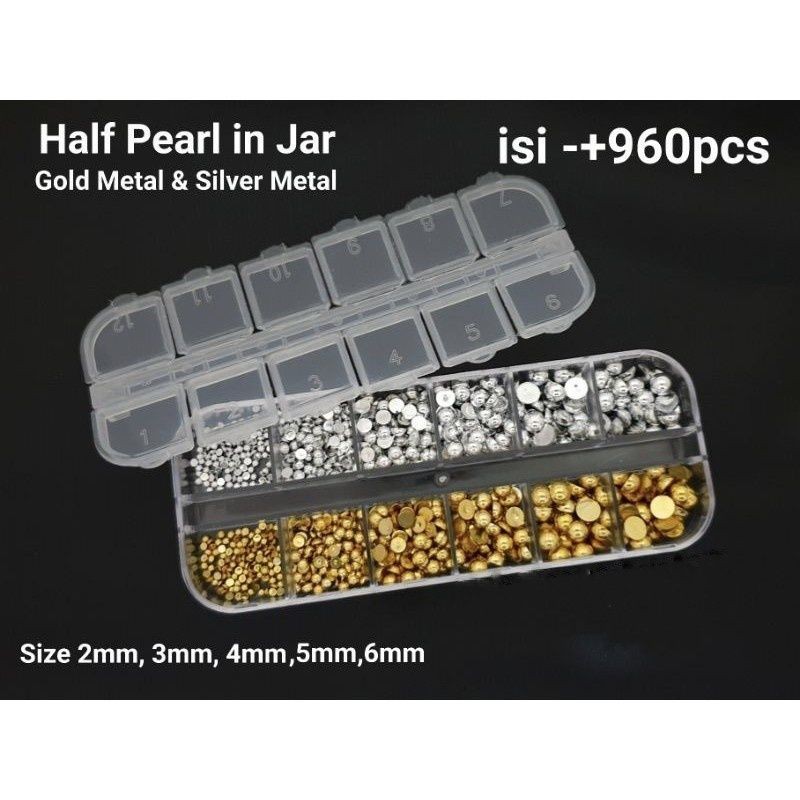 Jual 12 set Half Pearl Silver dan Gold Metalic / Mutiara Belah all size ...