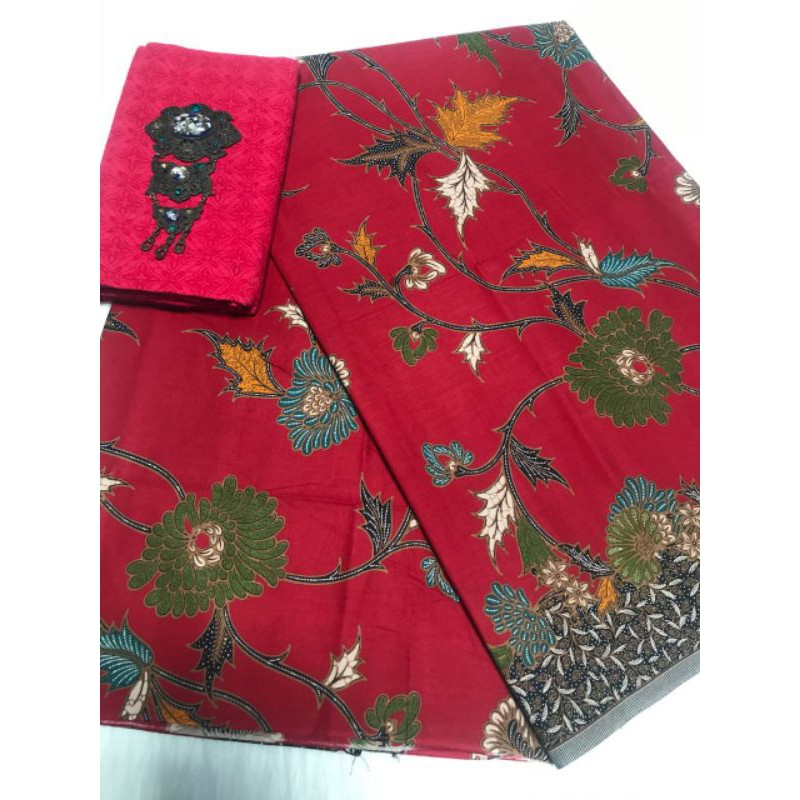 Jual kain batik warna merah / kain batik warna maroon / kain batik ...