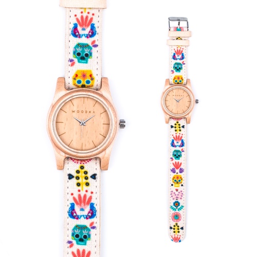 Jual Woodka Mini Loca Maple Classic & Mexico Skull Candy Canvas Strap ...