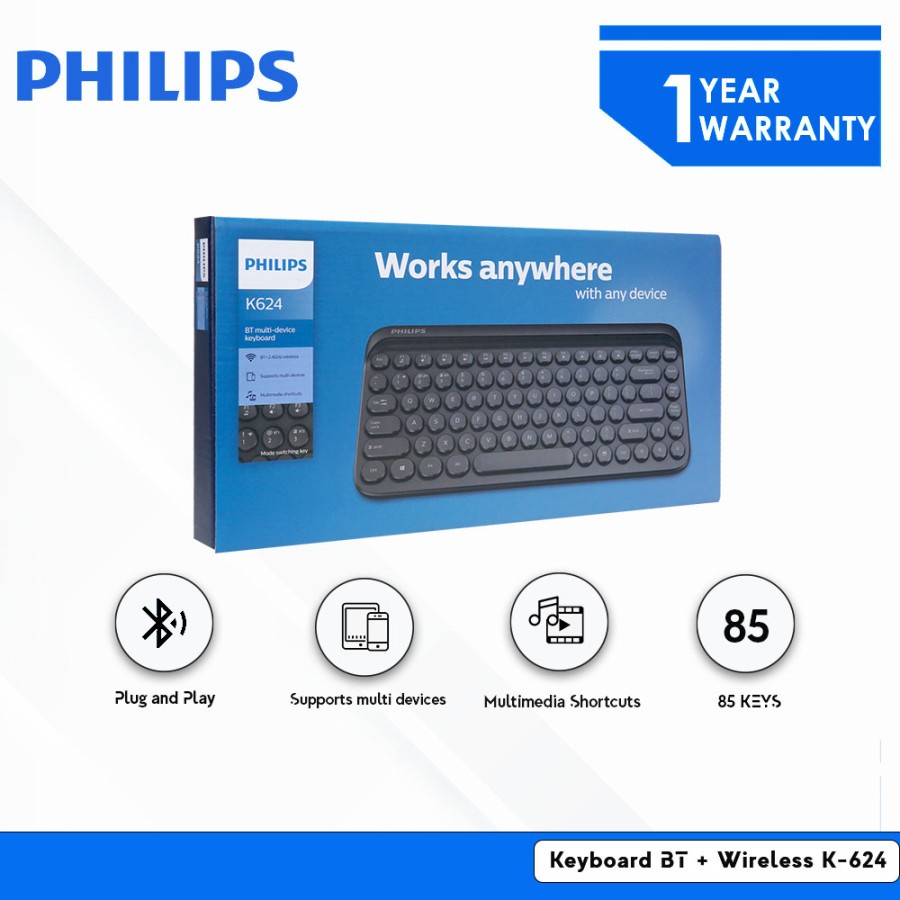 Jual Philips Keyboard Bluetooth + Wireless Multi-Device K624 | Shopee Indonesia