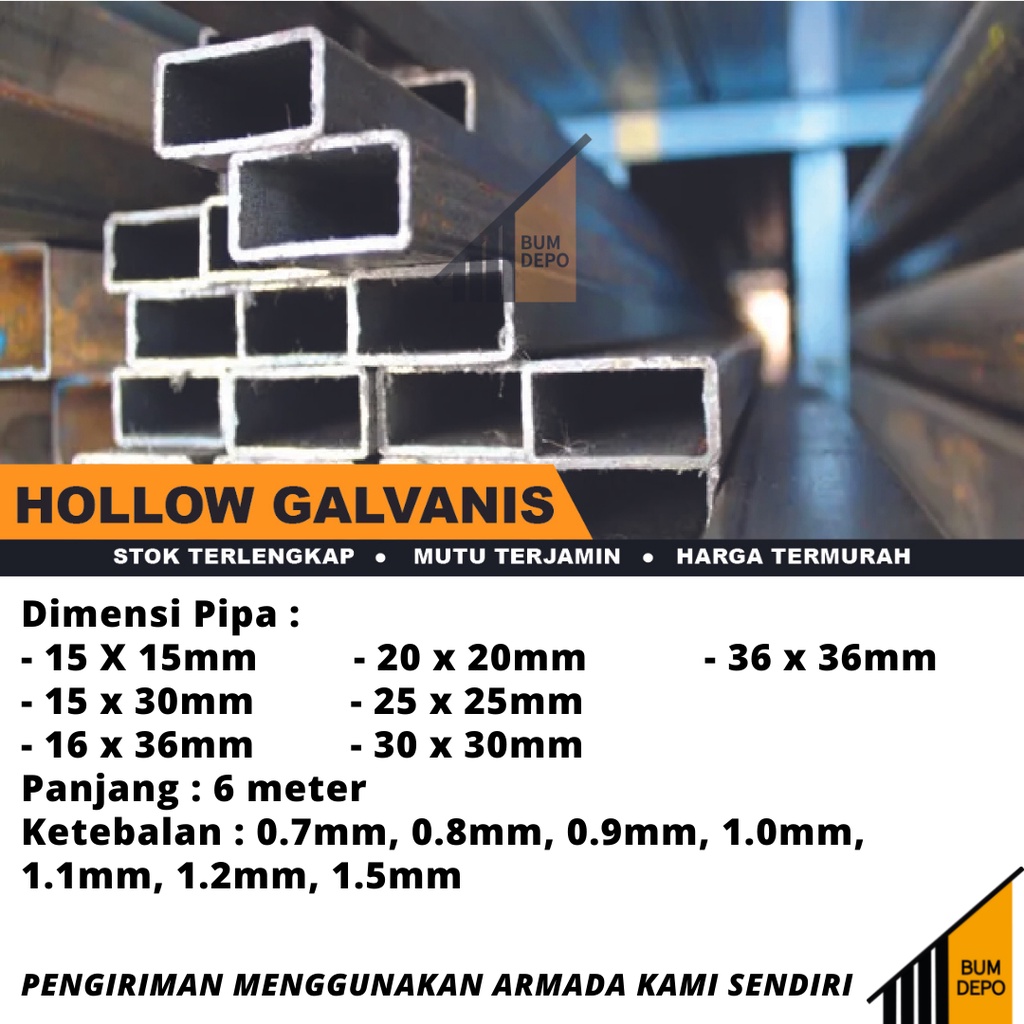 Jual HOLLOW GALVANISE 15X15 15X30 16X36 20X20 25X25 | Shopee Indonesia