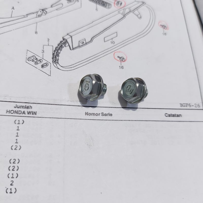 Jual Baut Stenkas Tutup Rantai Honda Win 100 Original | Shopee Indonesia