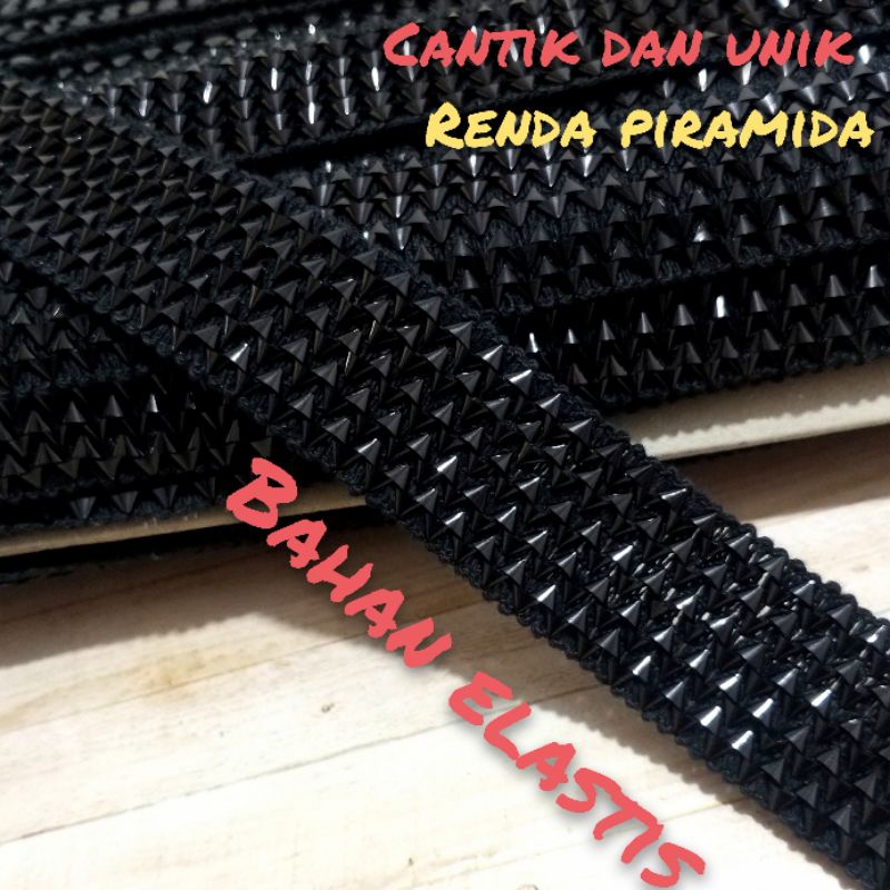 Jual per meter,renda india bling bling elastis warna hitam lebar 2.5 cm ...
