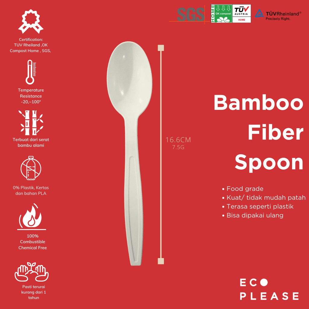 Jual 50 Pcs Ecofriendly Spoon - Sendok Ramah Lingkungan Serat Bambu ...