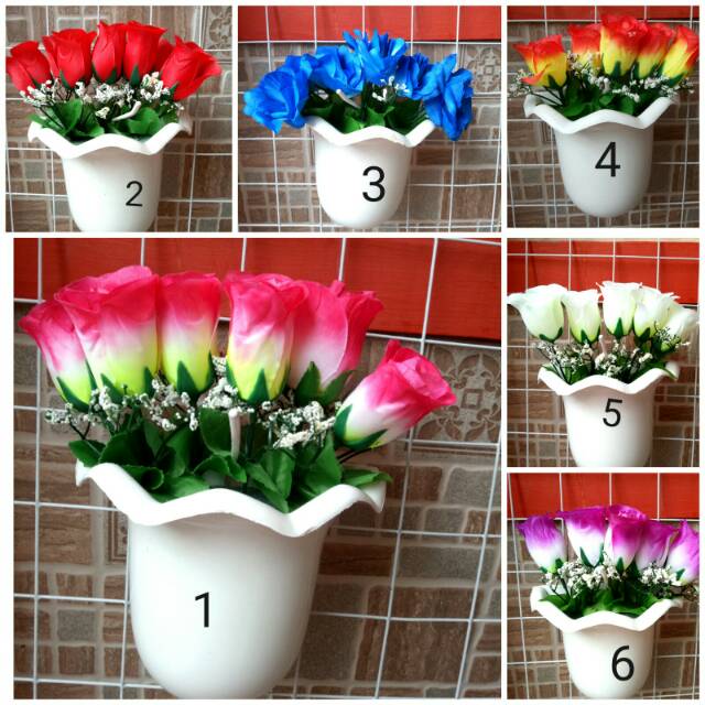 Jual Artificial bunga +pot tempel dinding | Shopee Indonesia