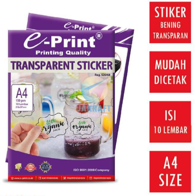 Jual Sticker Transparant A4 150 Gsm I E-Print Transparent Sticker Paper ...