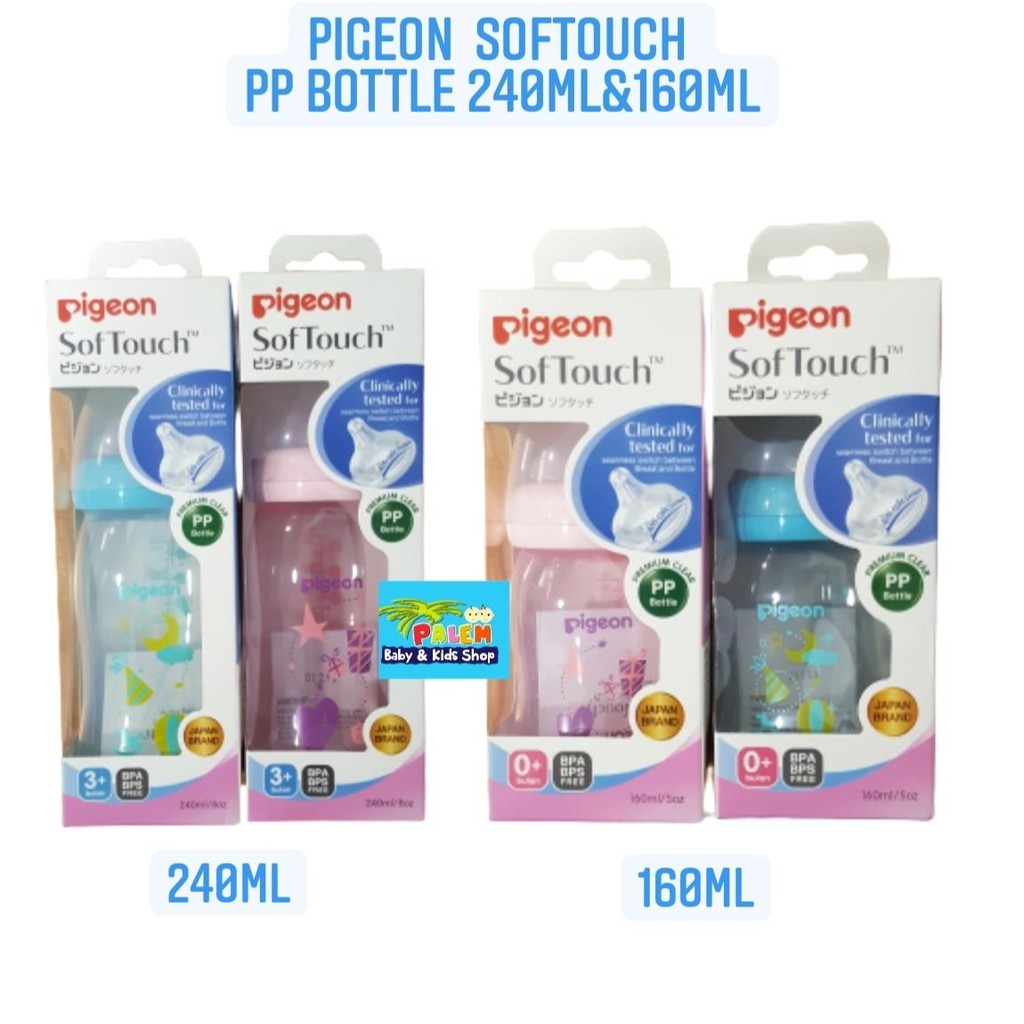 Jual Pigeon Wide Neck Softouch Peristaltic Plus PP Bottle 240ml (3m+) /160ml (0m+) Botol Susu ...