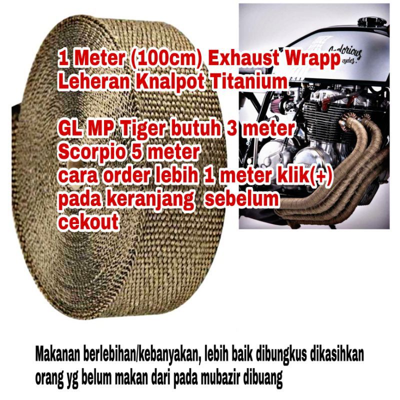 Jual Exhaust Warp pelindung anti panas knalpot Hitam Per 1 Meter ...