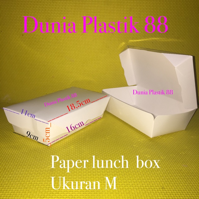 Jual 50pc paper LUNCH BOX ukuran M kotak dus wadah tempat makanan nasi ...