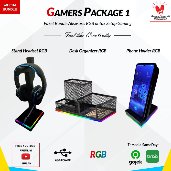 Jual Paket Gamers 1 - Aksesoris RGB Set / Bundle Gaming Murah Meja ...