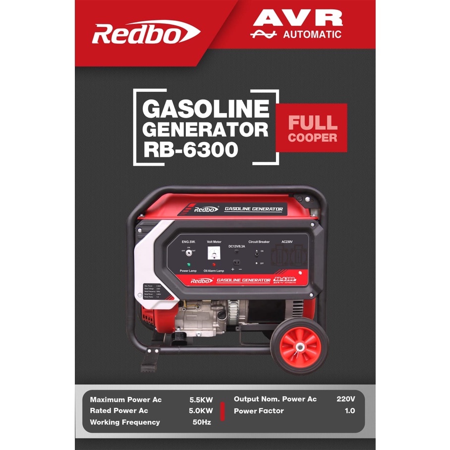 Jual Genset REDBO RB6300 5500Watt / Generator RB 6300 REDBO 5500W - Genset Generator Gasoline ...