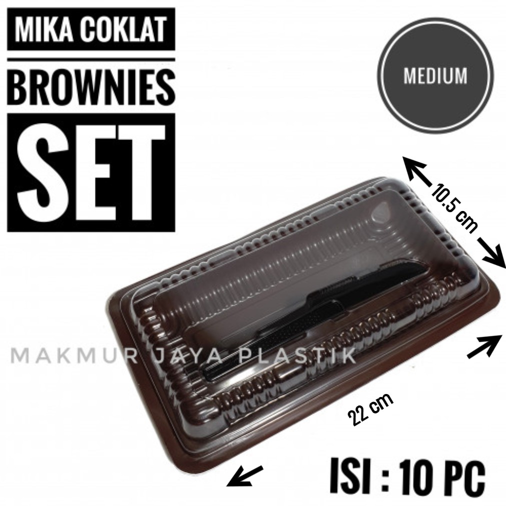 Jual [ MIKA COKLAT SET M - ISI 10 PC ] TEMPAT WADAH KUE ROTI BROWNIS 22 ...