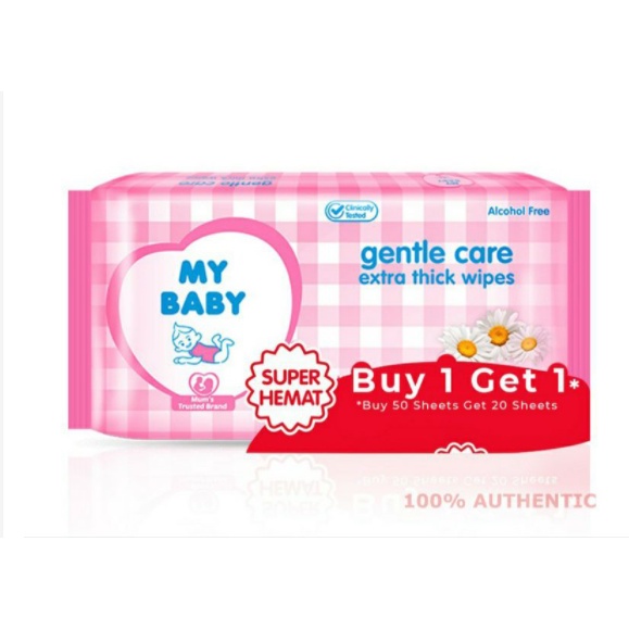 Jual My Baby Wipes 50+50Sheets - My Baby Tissue Basah Buy1Get1- Tissu ...