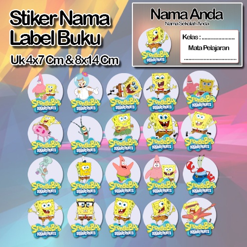 Jual Stiker Spongebob patrik plangton tn krab sendi squidword Karakter ...